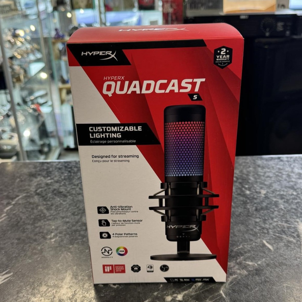 Pre-owned HyperX QuadCast S RGB LED USB Cardioid Microphone - Black ...